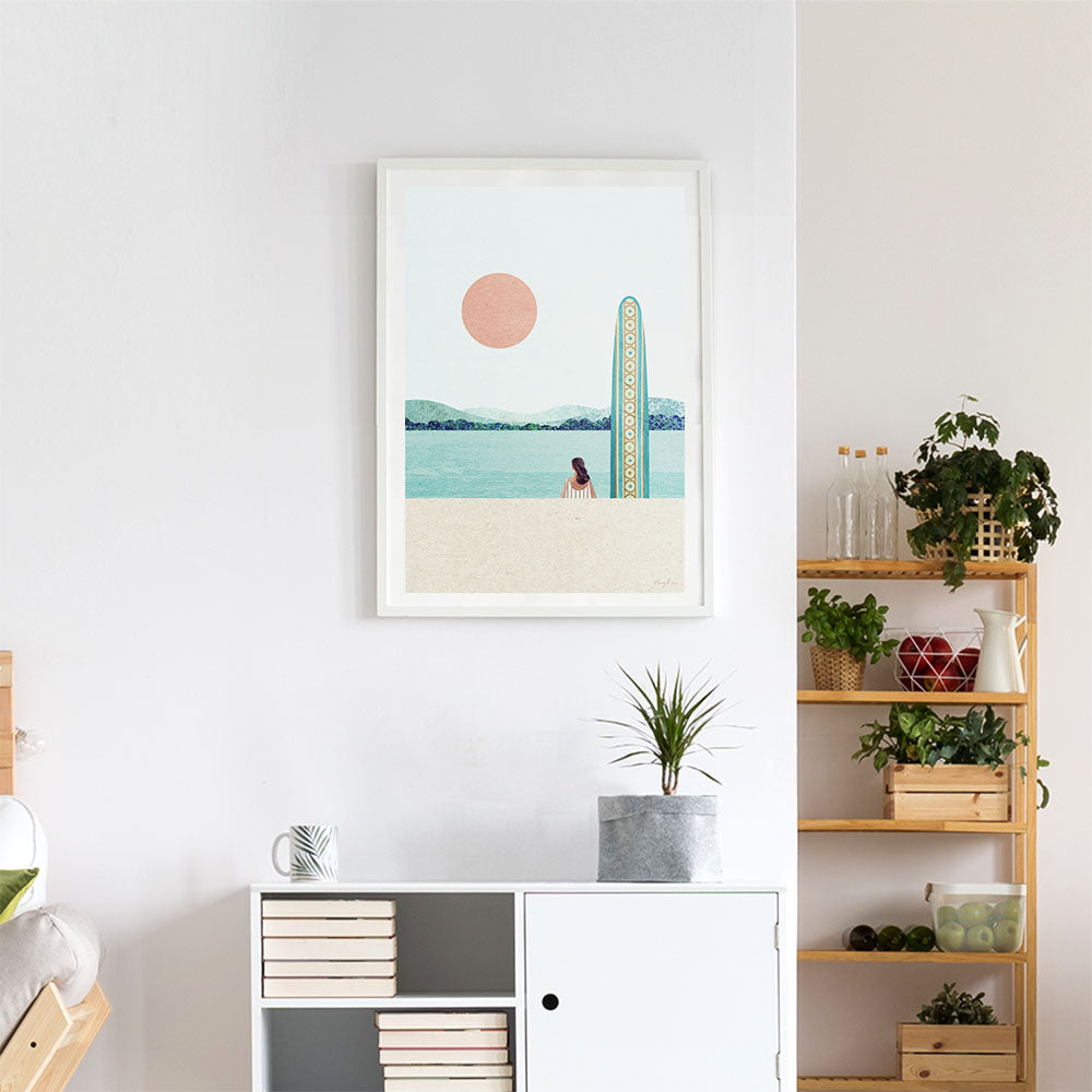 'Surf Girl - Waiting for the Wave' Art Print by Henry Rivers | TRAVEL ...